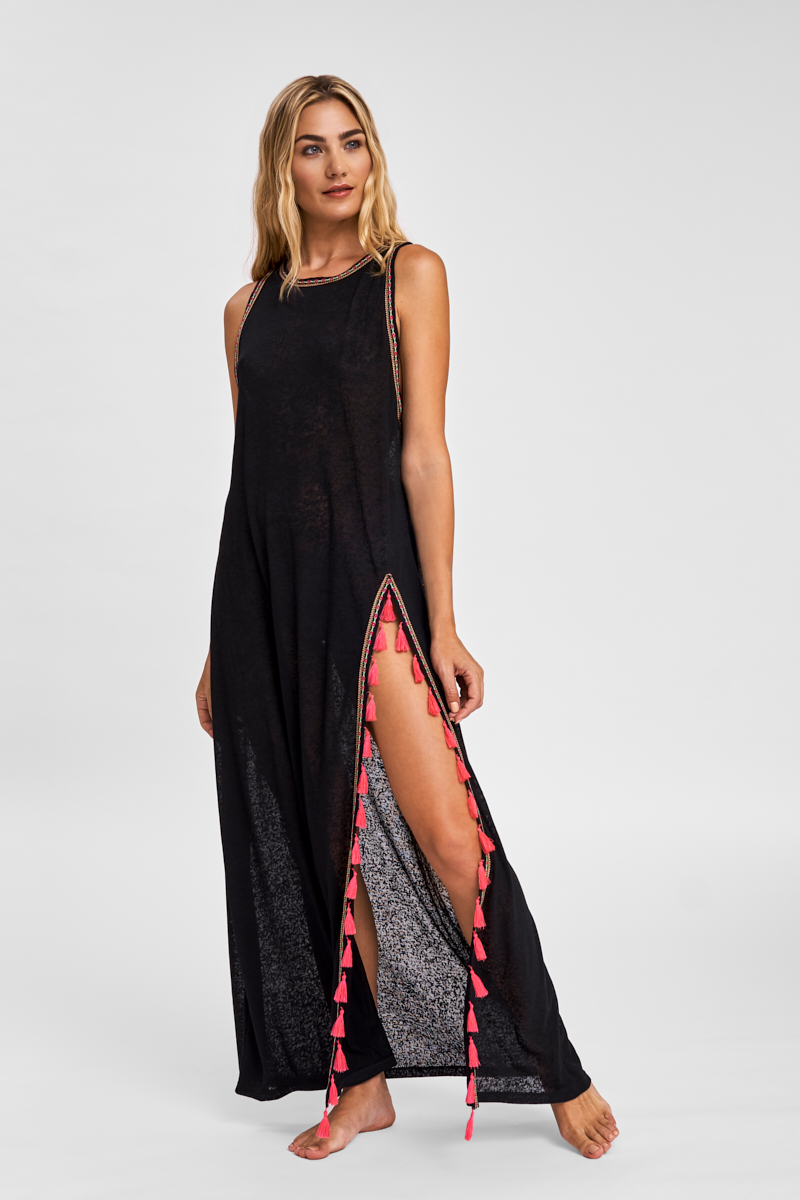 Tassel Slit Dress - Black – Kitch Clothing